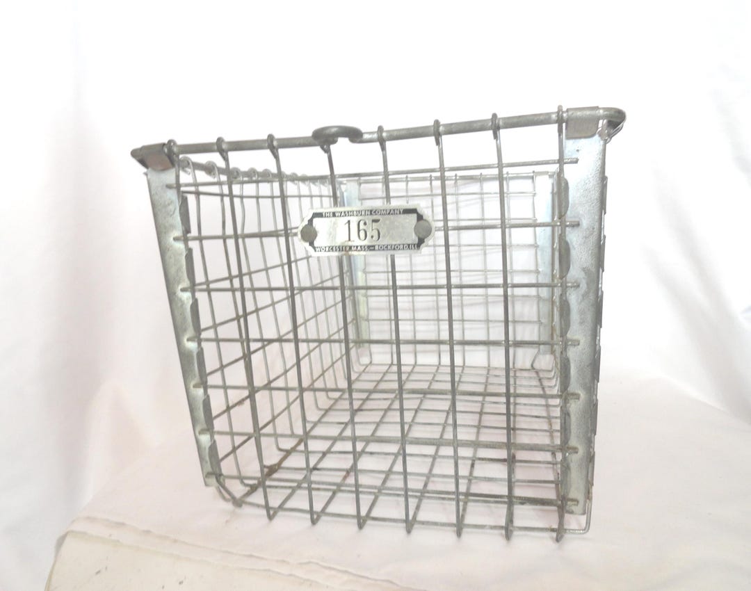 Vintage Metal Wire Locker Bin Basket Rectangle #165 Home Decor Retro ...