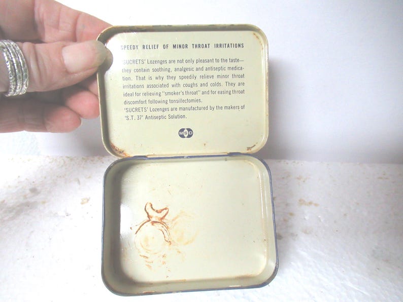 Vintage Sucrets Tin, Gray & Blue Antiseptic Throat Lozenges, 1950s ...