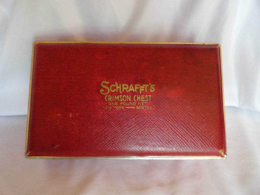 Vintage Schrafft's Crimson Chest Chocolates Box Red Rectangle Candy Box ...