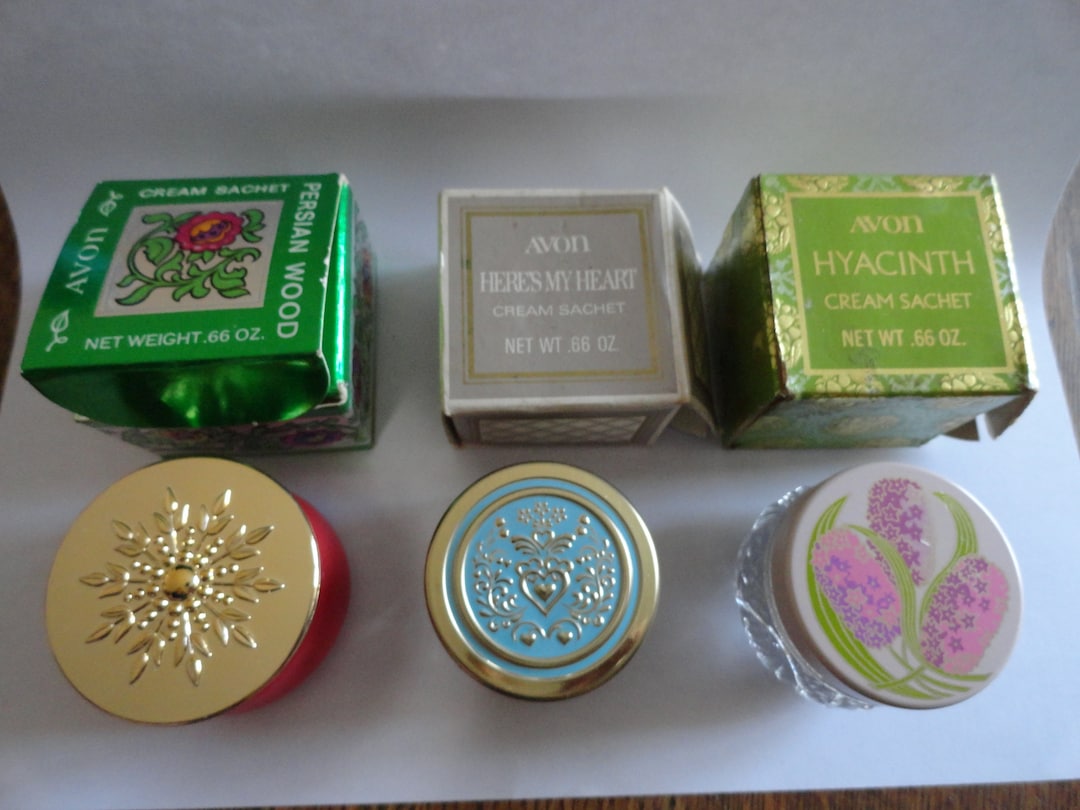 Vintage Avon Cream Sachet NOS Small Glass Jar Scented 1970s Perfume NIB ...
