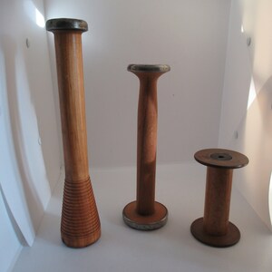 Antique Wooden & Metal Textile Thread Spool Candleholder Repurpose ...