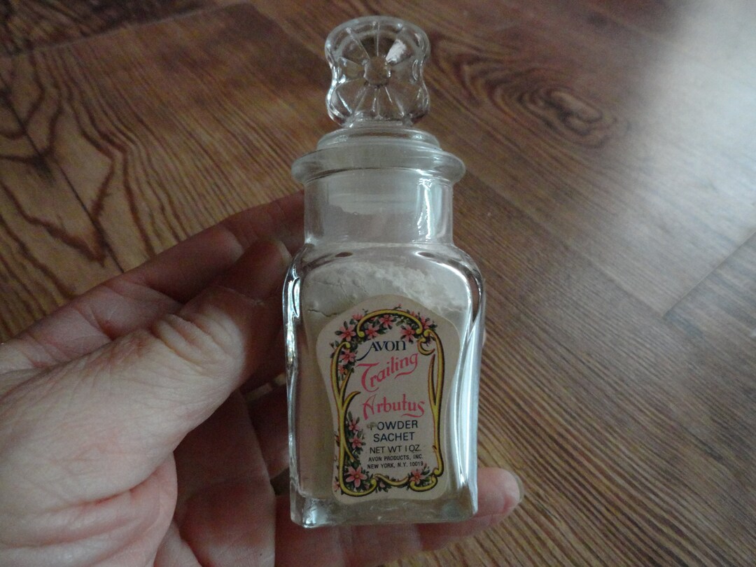 Vintage Avon Glass Bottle & Stopper Trailing Arbutus Powder Sachet ...