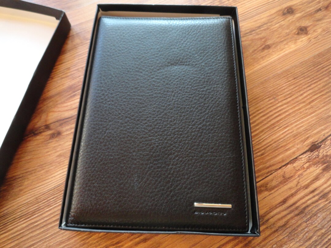 Vintage Italian Black Leather Address Book Piquadro Desk Accessory ...