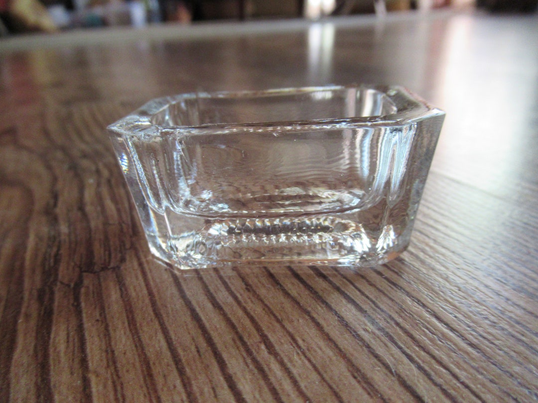 Vintage Clear Glass Salt Cellar Salt Dip Rectangle Dining Collectible ...