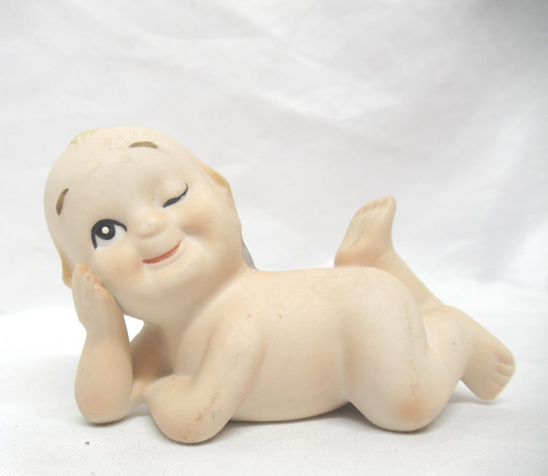 Vintage Porcelain Bisque Kewpie Figurine, Like White/red/black Cats ...