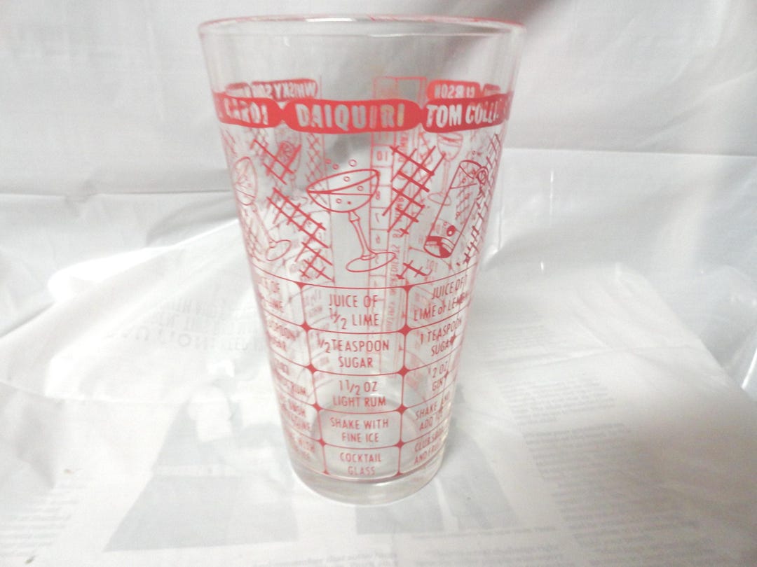 Vintage Cocktail Mixer Glass Federal Glass Choice 1950s 1960s Red White ...