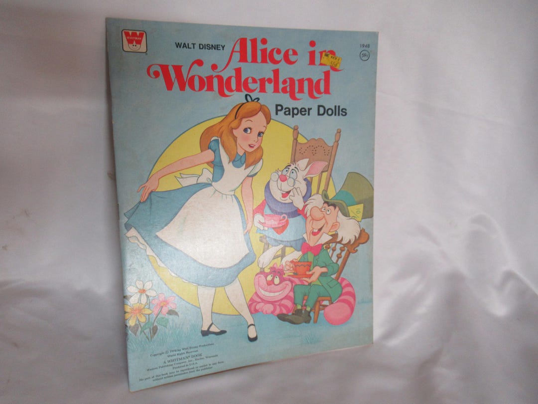 Vintage 1970s Alice in Wonderland Paper Dolls Walt Disney Little Girl's ...