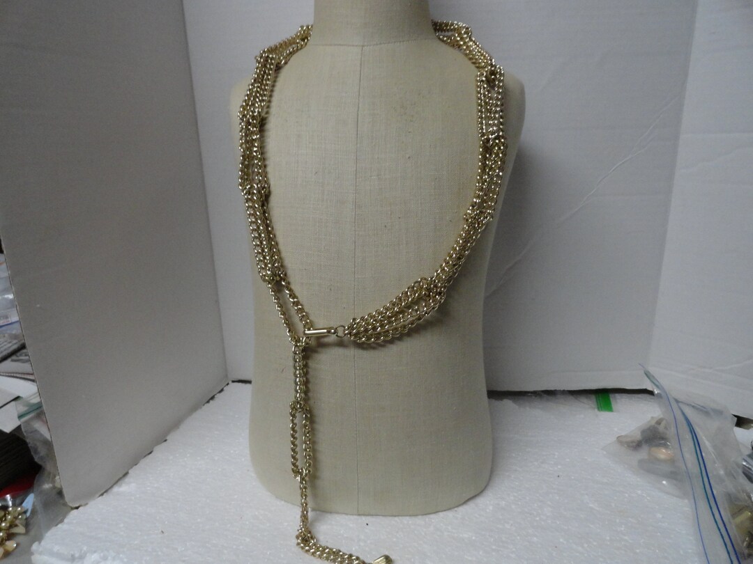 Vintage Women's Double Chain Gold Tone Belt Lightweight Metal 1960s ...