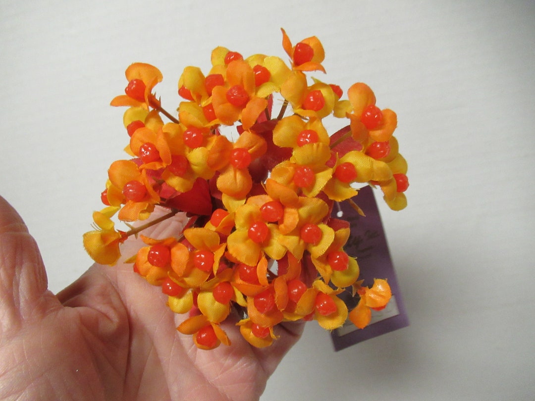 Vintage Autumn Fall Candlestick Ring Faux Bittersweet Orange & Yellow ...
