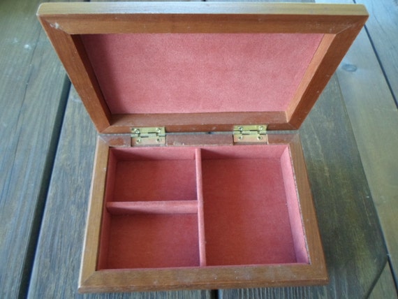 Vintage 1960s to 1970s Small Wooden Jewelry Box Dress… - Gem