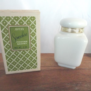 Vintage Avon Somewhere Powder Sachet, Milk Glass Bottle, 1960s-70s - Etsy