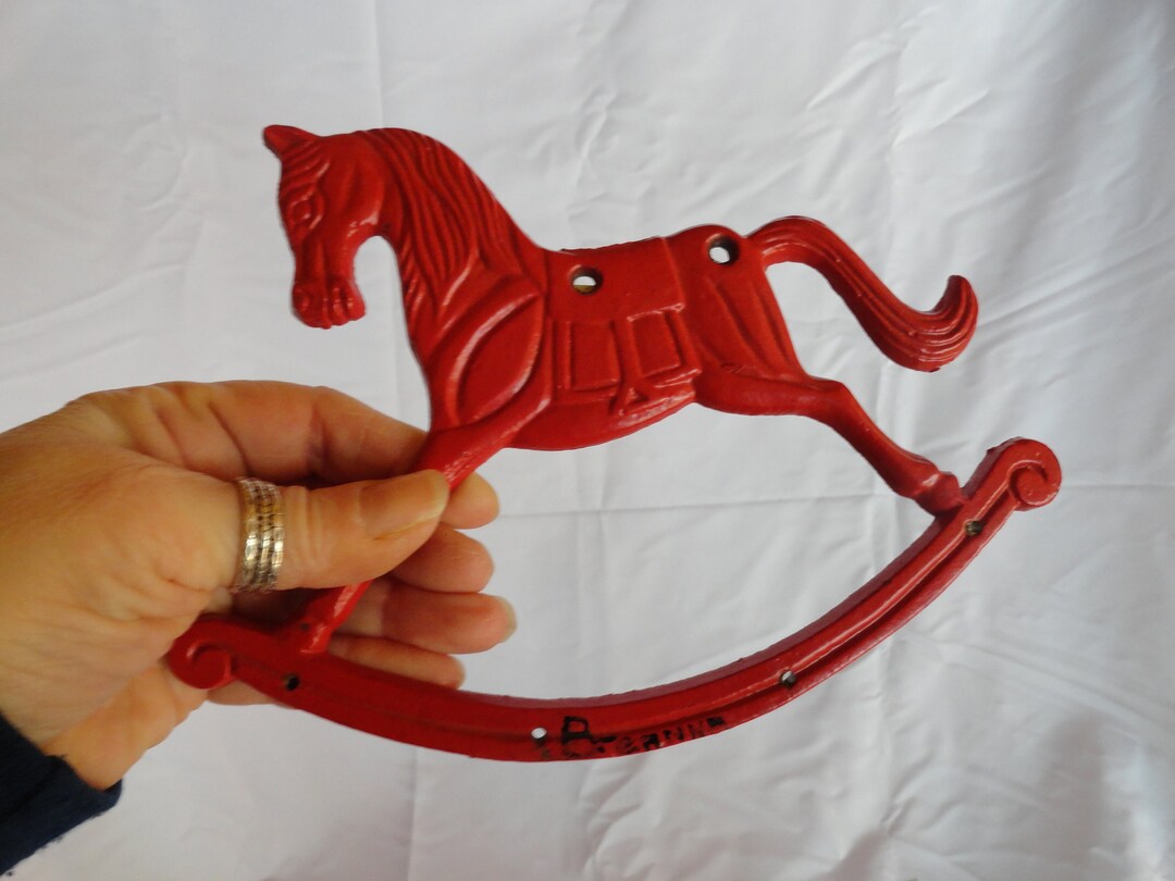 Vintage Cast Iron Rocking Horse Wall Hanging Red or Blue Made in Taiwan ...