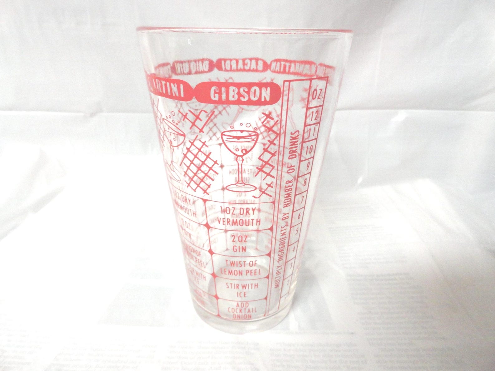 Vintage Cocktail Mixer Glass Federal Glass Choice 1950s 1960s Red White ...