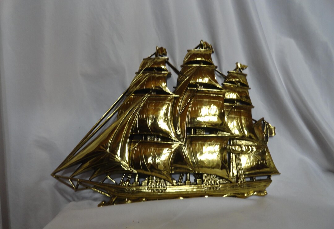Vintage Syroco Clipper Ship Wall Hanging Gold Plastic 4261 Large Home ...