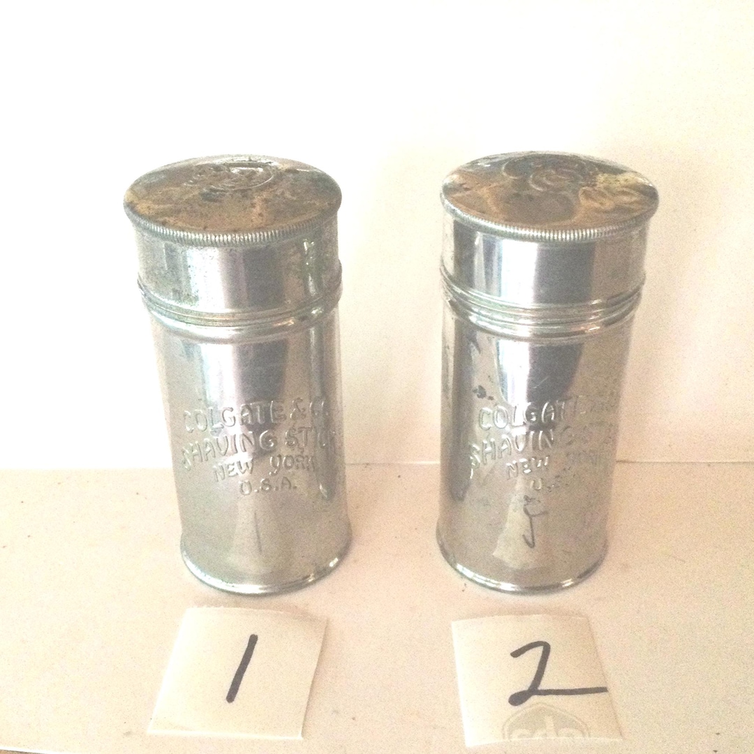 Vintage Colgate Shaving Stick Tin Embossed Metal 1920s 1930s Silver ...