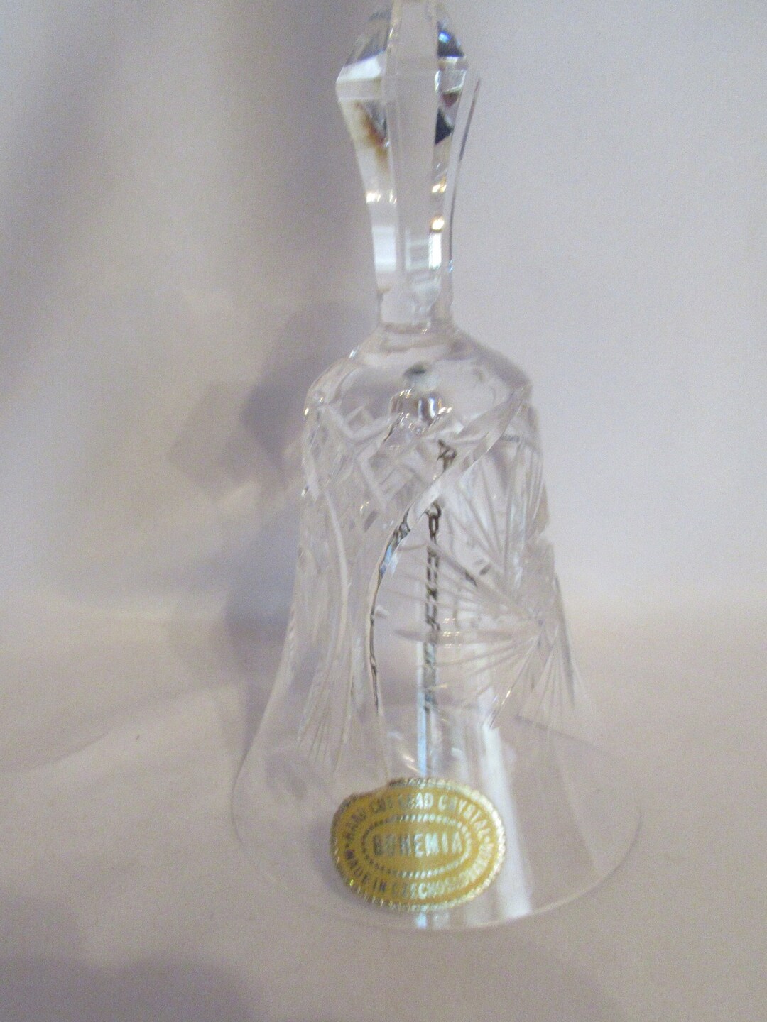 Vintage Bohemia Clear Cut Crystal Bell Collectible Hand Held Crystal ...
