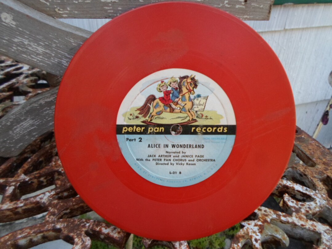 Vintage Alice in Wonderland 45 Rpm Red Record Child's 1940s 1950s Peter ...