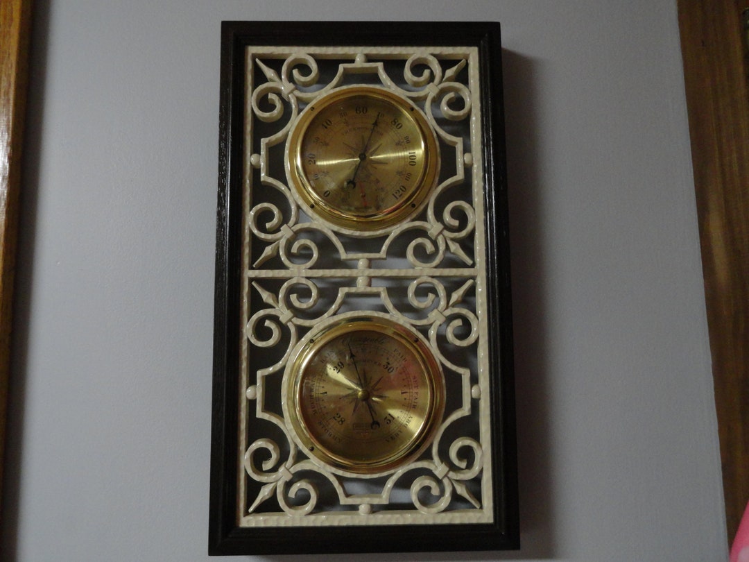 Vintage Brown & Beige Plastic Springfield Barometer Thermometer ...