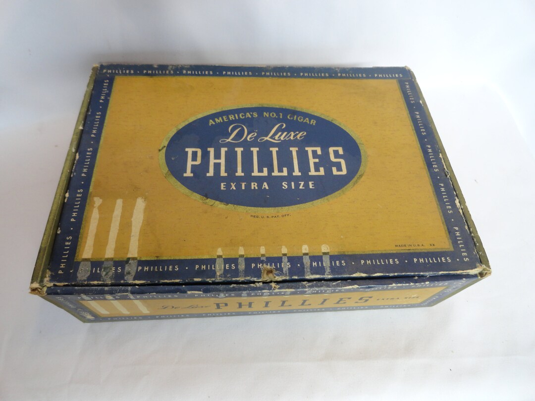Vintage Phillies De Luxe Extra Size Cigar Box Cardboard 11 Cents Retro ...