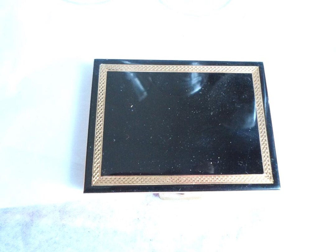Vintage Patrys Face Powder Compact French Black & Gold Tone Made in ...