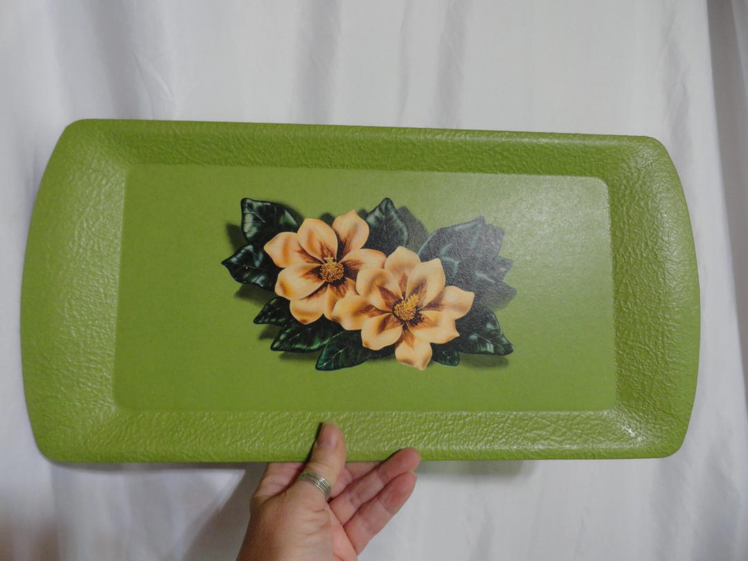 Vintage Kentley Buffet Tray Lime Green Serving Tray Paper Mache' Like ...