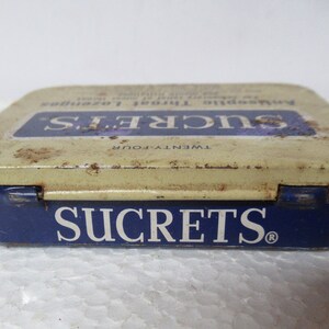 Vintage Gray & Blue Sucrets Tin Antiseptic Throat Lozenges Tin Small ...