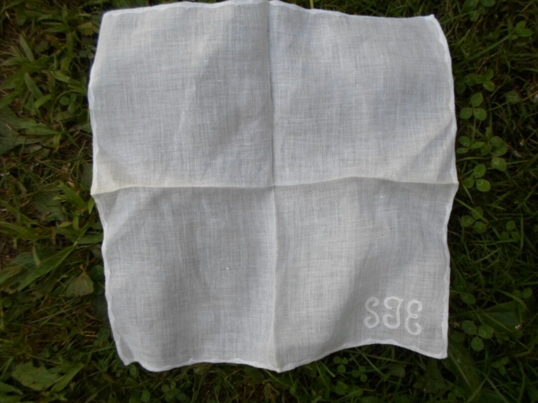 Vintage Men's White Handkerchief Initials STE Monogram White Unisex ...