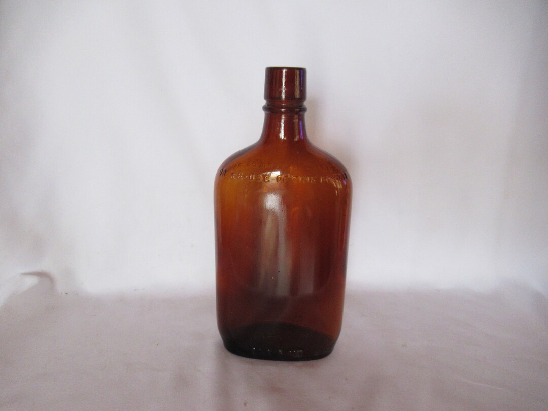 Vintage Brown Glass One Pint Bottle Liquor Booze Alcohol Cork Top ...