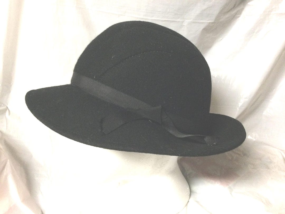 Vintage Black Doeskin Felt Hat, George W. Bollman, 1960s-70s - Etsy