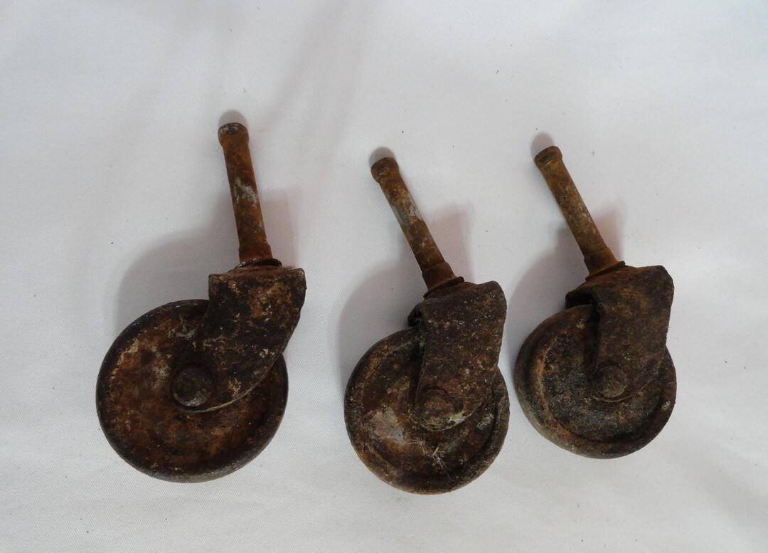 Vintage Metal Casters Lot of 3 Wheels Repurposing Steampunk Industrial ...