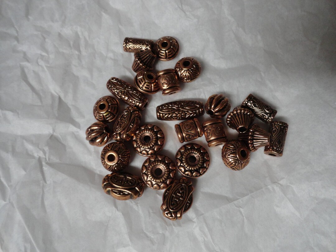 Copper Colored Plastic Bead Lot Jewelry Making Supplies Large Beads ...