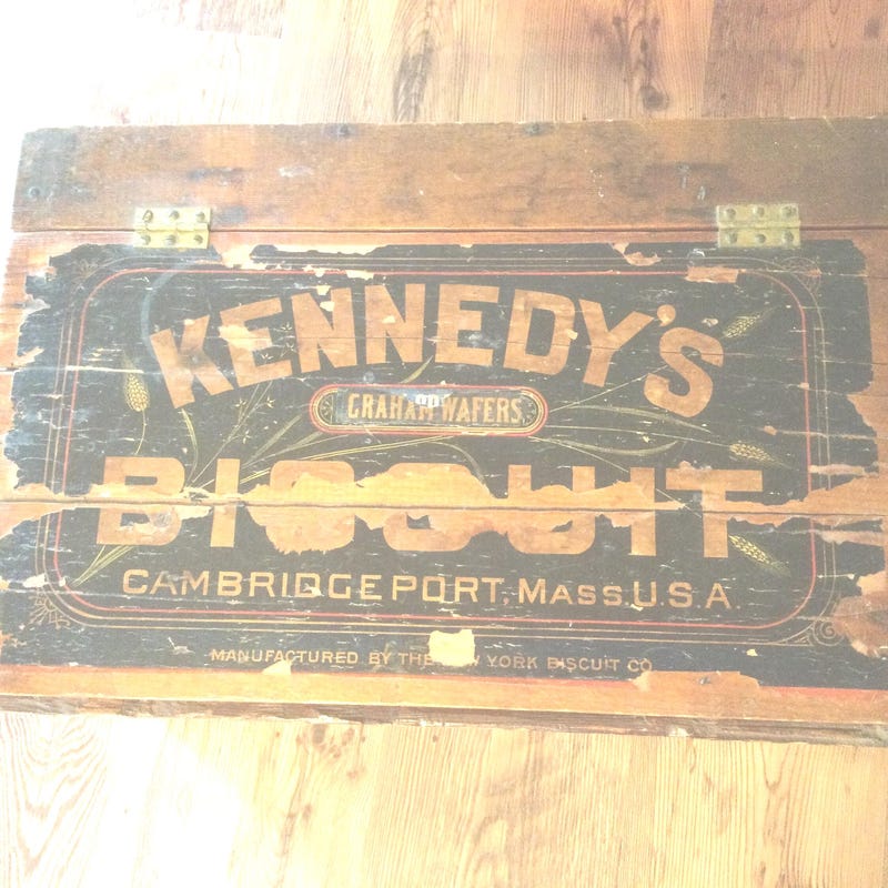 Vintage Wood Biscuit Box - Etsy