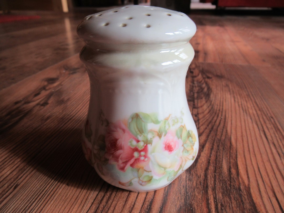 Antique German Porcelain Salt Shaker Pink Roses Embossed Made in ...