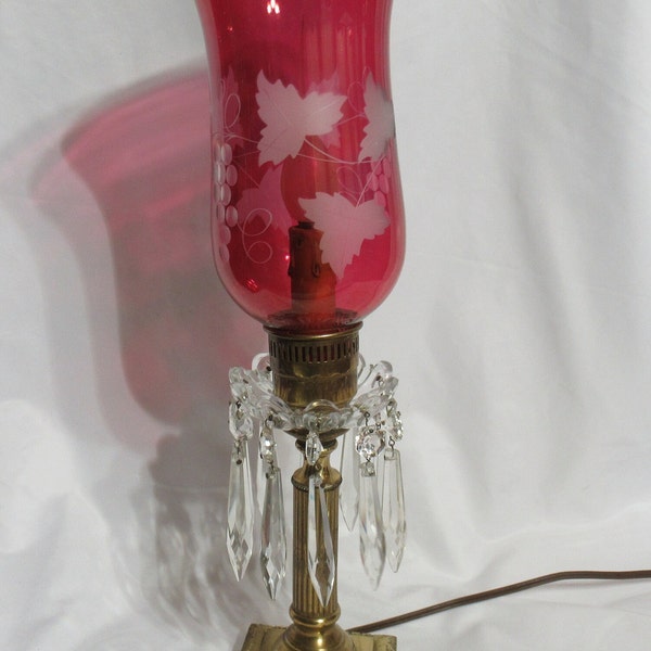 Cranberry Glass Lamp - Etsy