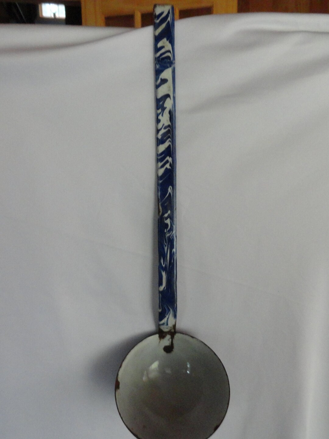 Vintage Cobalt Blue & White Splatter Enamel Ladle Long Ladle Hangable ...