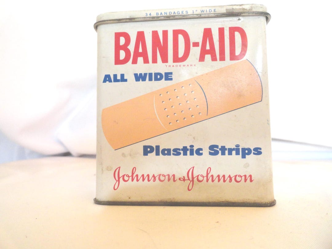 Vintage Band-aid Metal Tin Box, Made in USA, Johnson & Johnson, 1960s ...