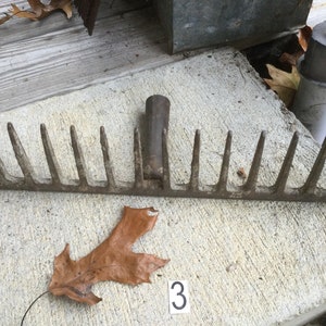 Vintage Garden Rake Head Rusty Metal No Handle Retro 14 Tines Teeth ...