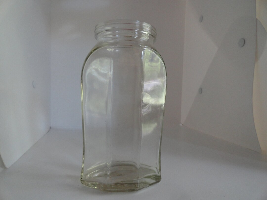 Vintage Hazel Atlas Glass Jar No Cap Sided Panels Bottle Large Opening ...
