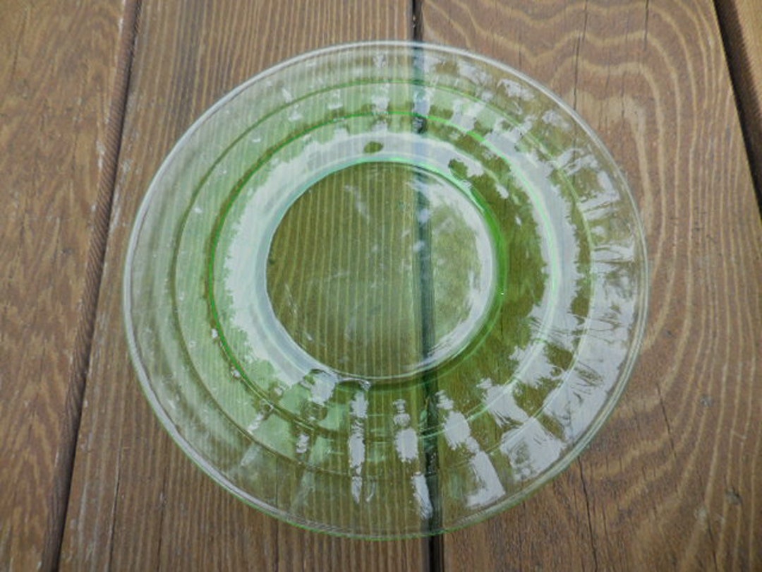 Vintage Green Uranium Glass Luncheon Plate Art Deco Era 1920s to 1940s ...