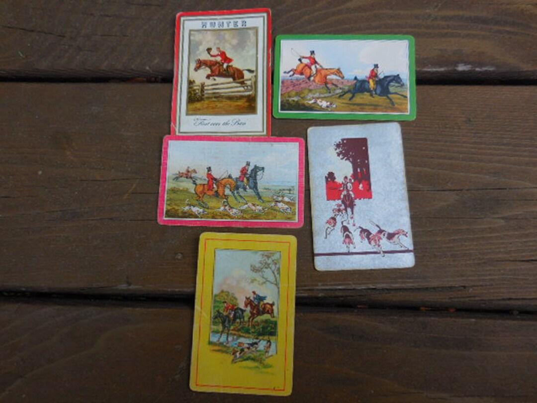 Vintage Trade Cards Blank Set of 5 Horses Jockeys Scrapbooking 1920s to ...