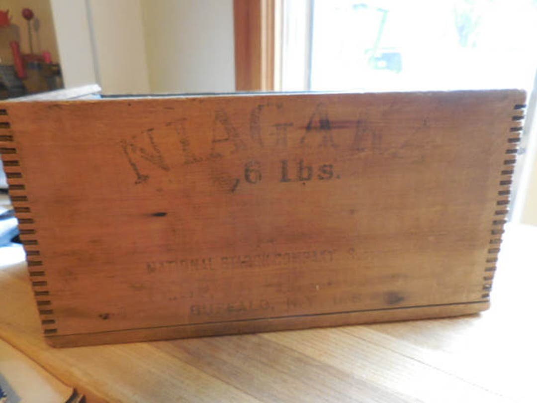 Vintage Niagara Starch Wooden Box Dovetail Corners Farmhouse Laundry ...