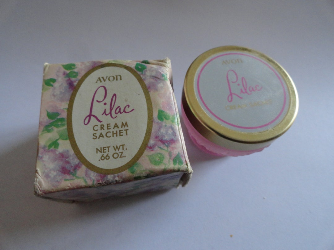 Vintage Avon Lilac Cream Sachet Retro Pink Embossed Glass Pedestal Jar ...
