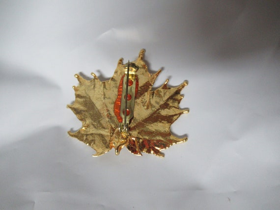 Vintage Dipped Maple Leaf Pin Gold Tone Brooch Autumn… - Gem