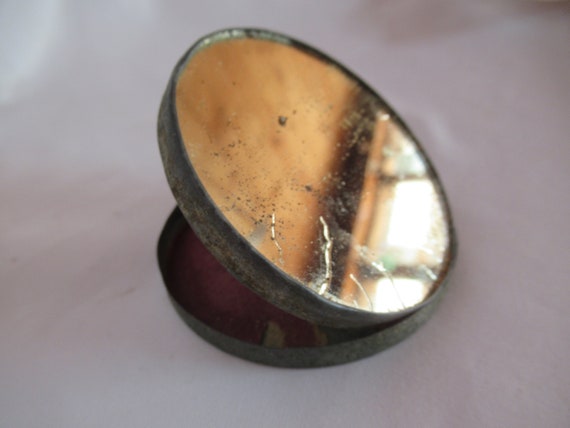 Antique Compact French Mirror Embossed E P Paris Fold… - Gem