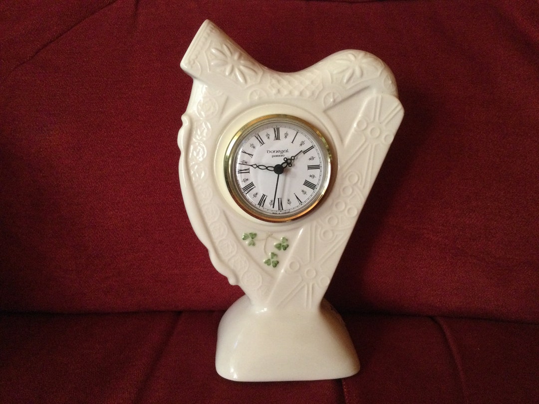 Irish Porcelain Harp Shape Clock Small Parian Donegal Ireland Made ...