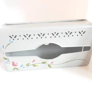 Vintage Toleware Tissue Box Holder Wall Hang Light Gray Bathroom Wall ...