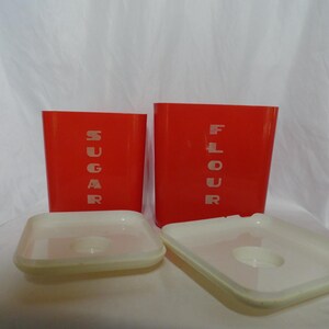 Vintage Lustro Ware Sugar & Flour Canisters Red and White Kitchen ...