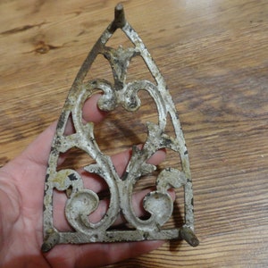 Antique Cast Iron Clothes Iron Rest Trivet Footed Silver & Rusty ...