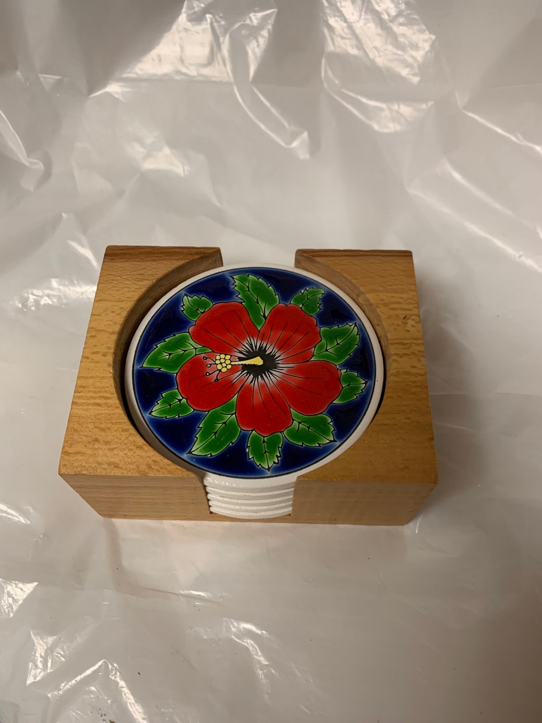 Vintage Greek Coasters Pandora Ceramics Set of 5 Hand Made in Greece ...