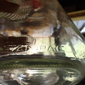 Vintage Stanpac 64oz. Clear Glass Milk Bottle Red Plastic Snap on Cap ...